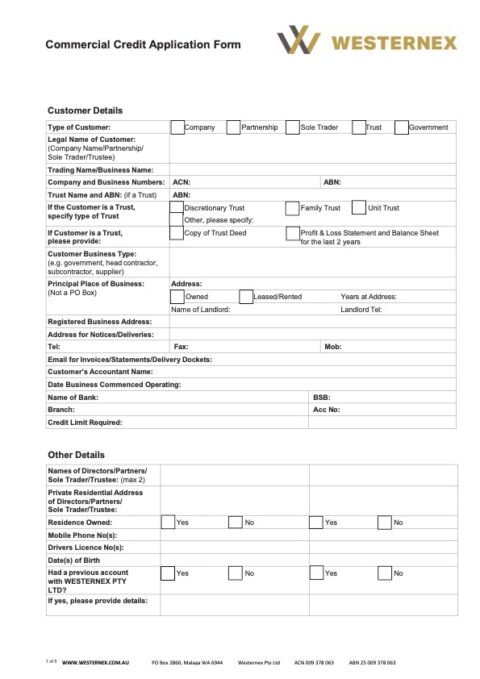 Download And Fill Required Forms | Westernex Australia